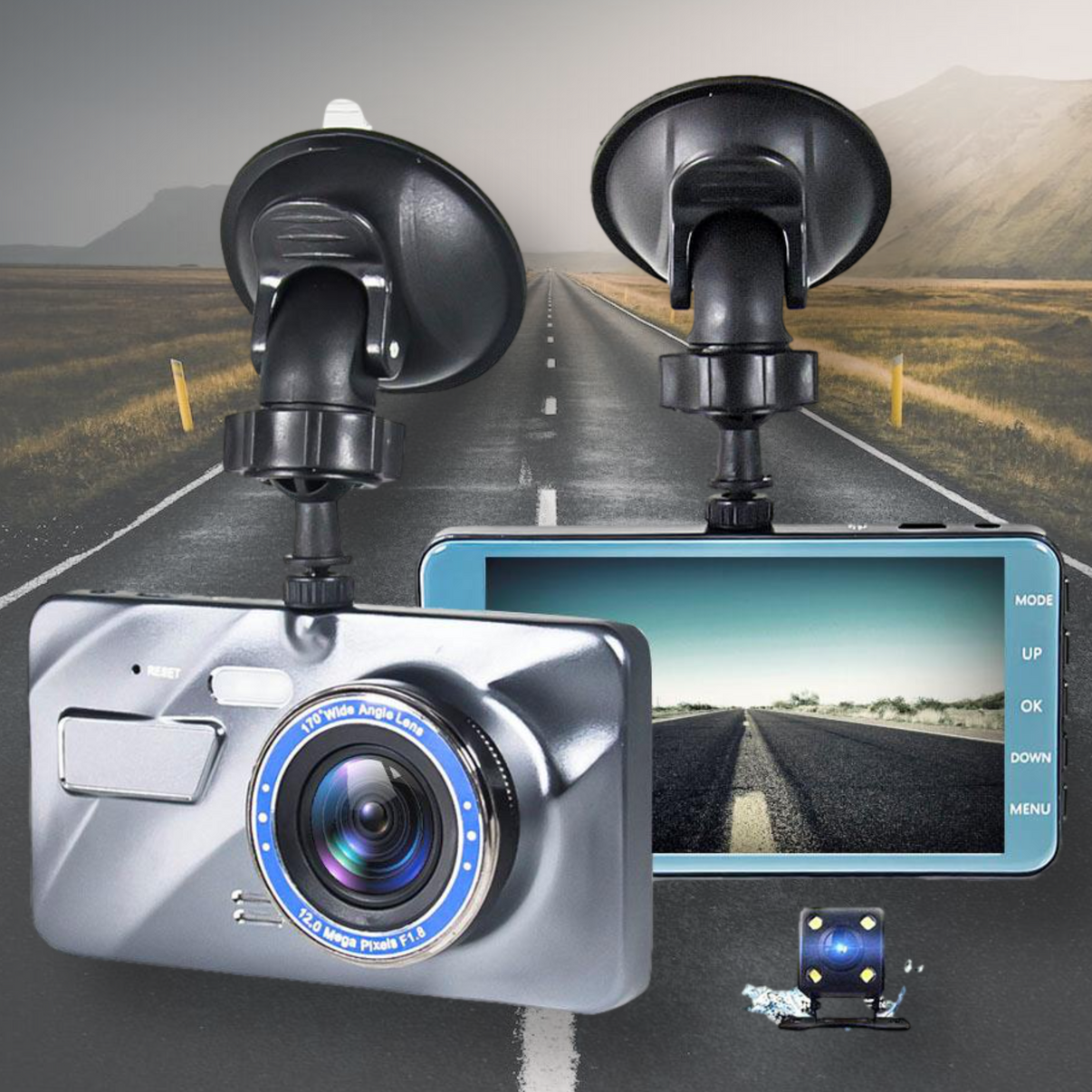 Wireless Front And Rear Dash Cam Dashboard Camera For Car With Night ...